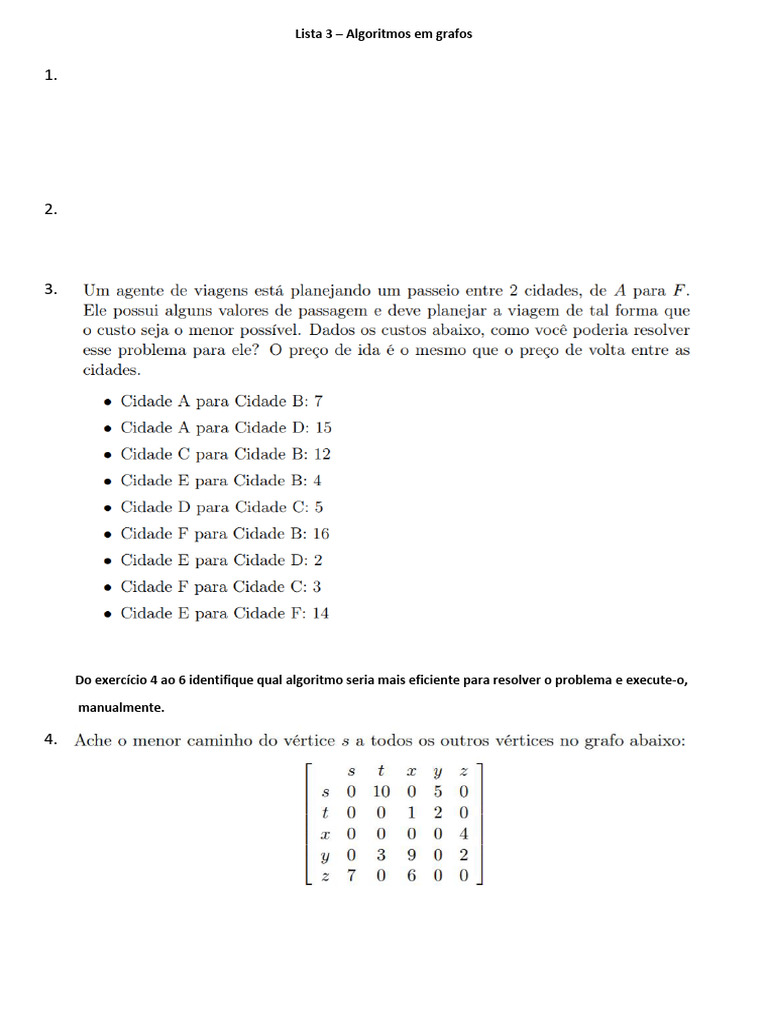 Lista 3 Algoritmos em Grafos | PDF