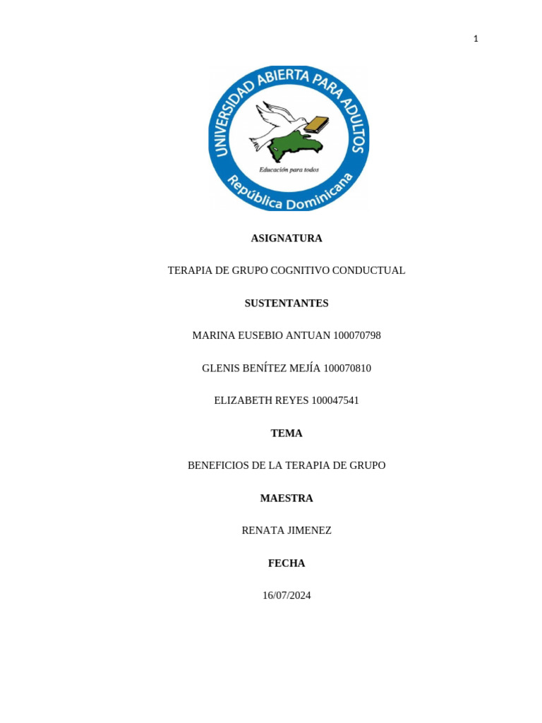 Beneficios de La Terapia Grupal | PDF