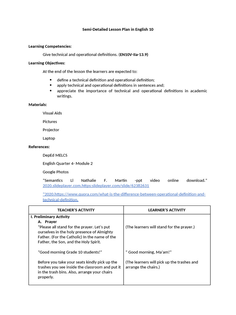 (LP 10) Technical and Operational Definitions | PDF