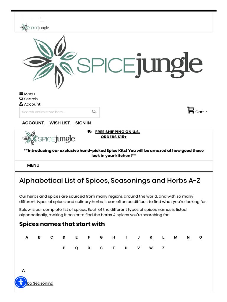 A-Z List of Spices and Herbs | PDF | Chili Pepper | Spice