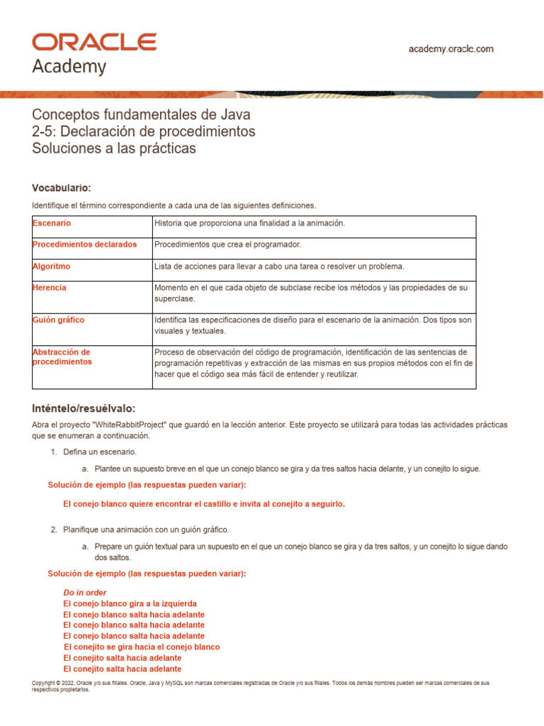 Conceptos Fundamentales de Java 2-5: Declaración de Procedimientos ...