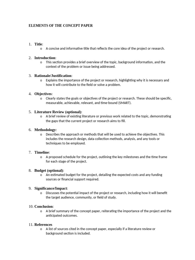 Concept Paper - Elements | PDF