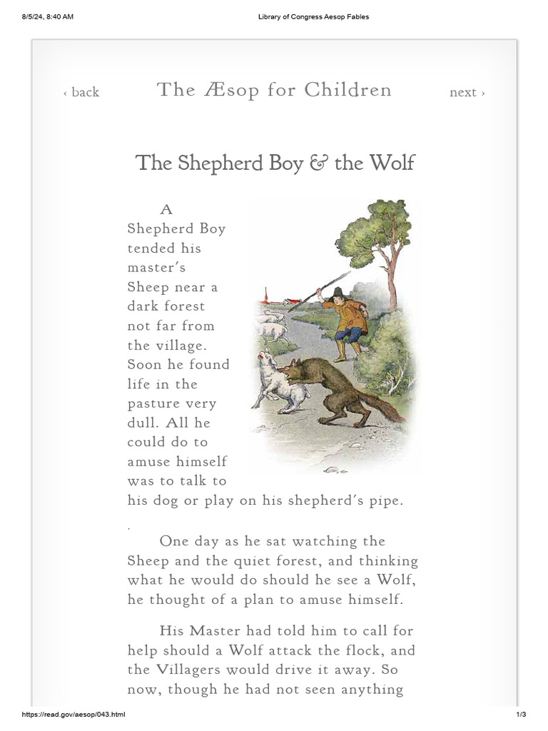 The Shepherd Boy & The Wolf | PDF