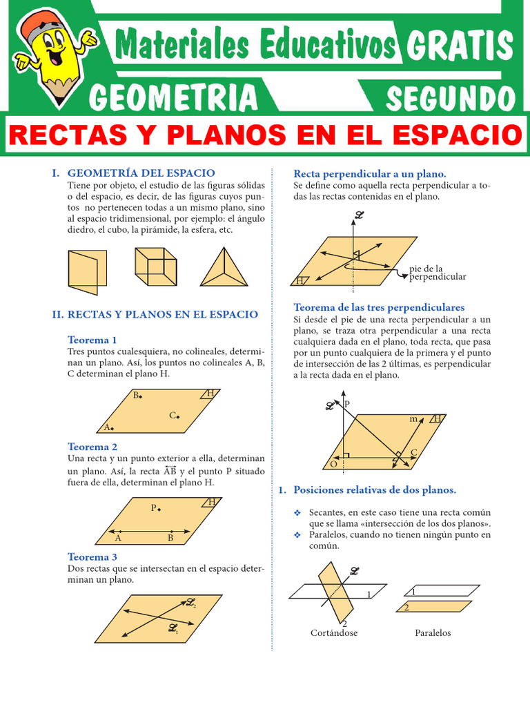Rectas y Planos en El Espacio para Segundo Grado de Secundaria | PDF