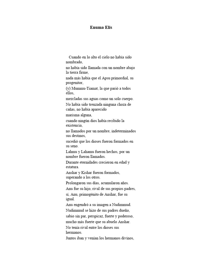 Enuma Elis | PDF | Ancient Near East Mythology | Religion & Spirituality