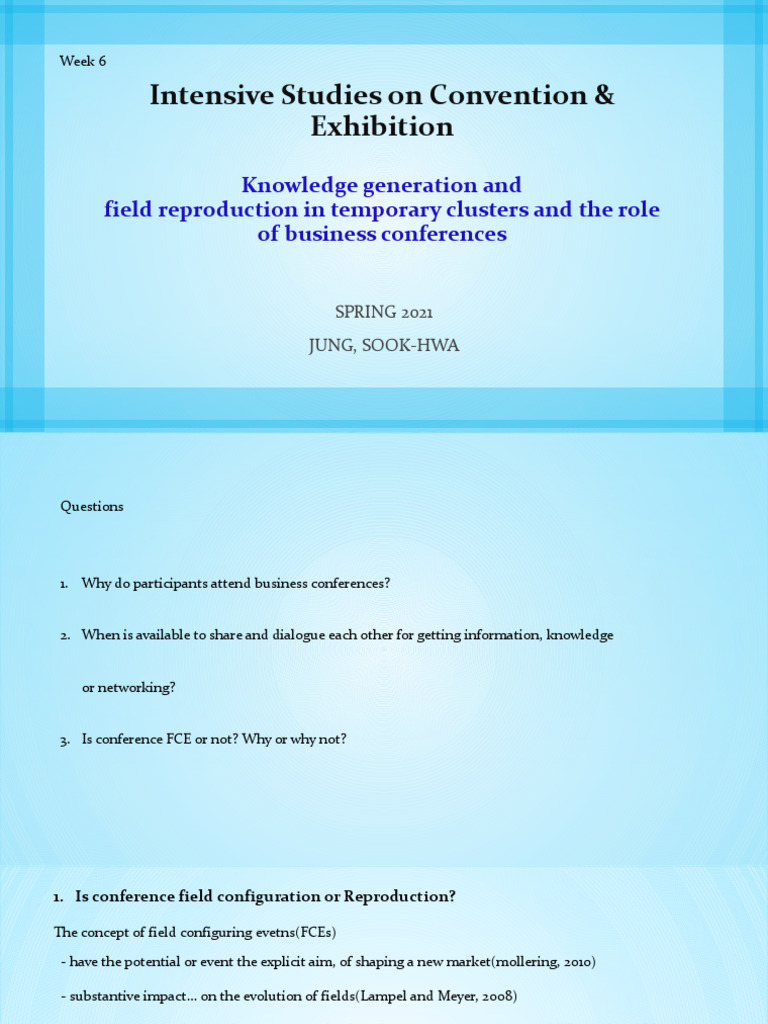 (Week 6) Knowledge Generation and Field Reproduction in Temporary Clusters | PDF