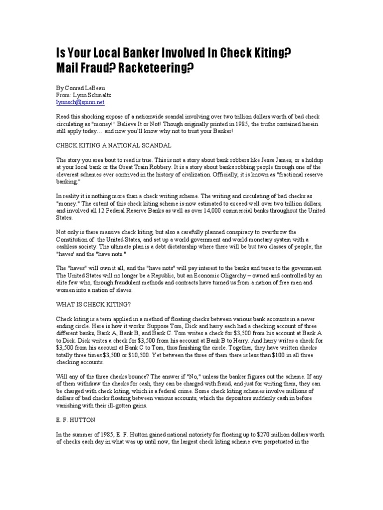 Is Your Local Banker Involved in Check Kiting | PDF