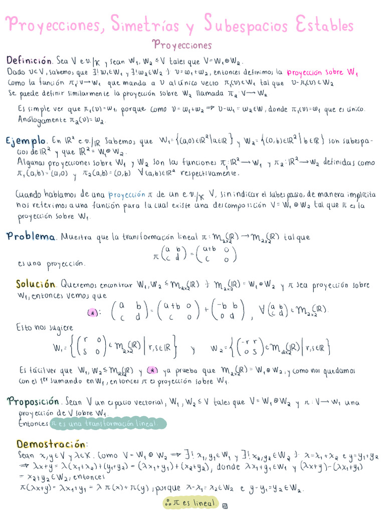 Proyecciones, Simetrías y Subespacios Estables | PDF