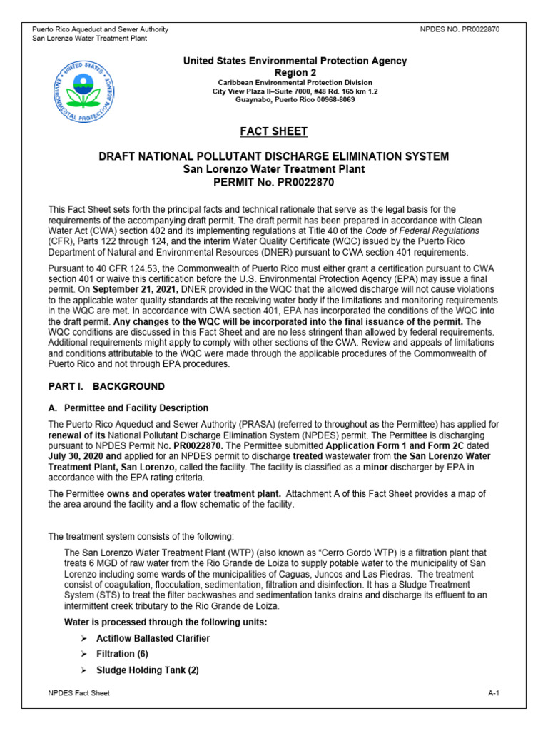 San Lorenzo WTP Fact Sheet pr0022870 | PDF