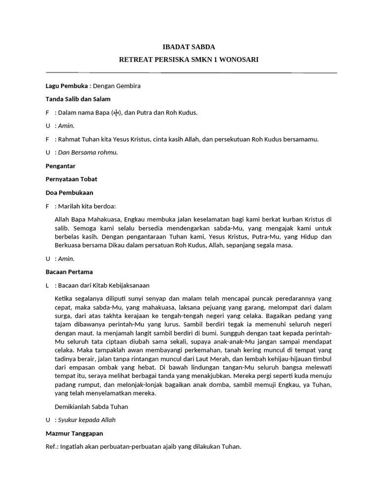 Teks Ibadat Retreat | PDF