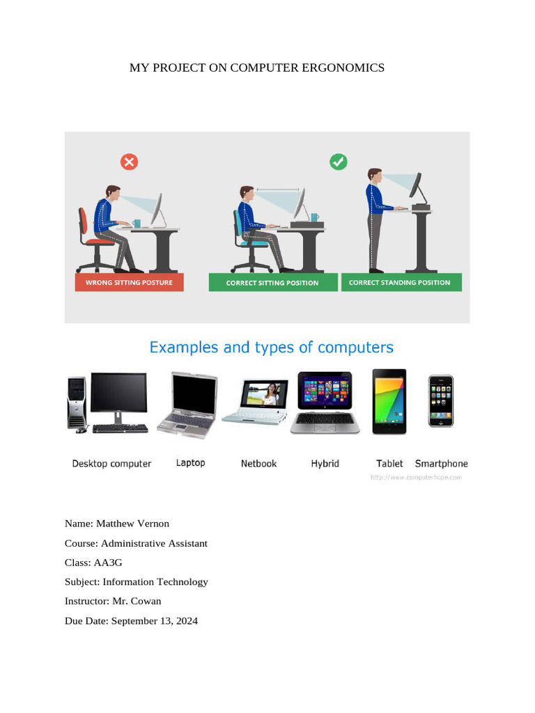 My Project On Computer Ergonomics | PDF
