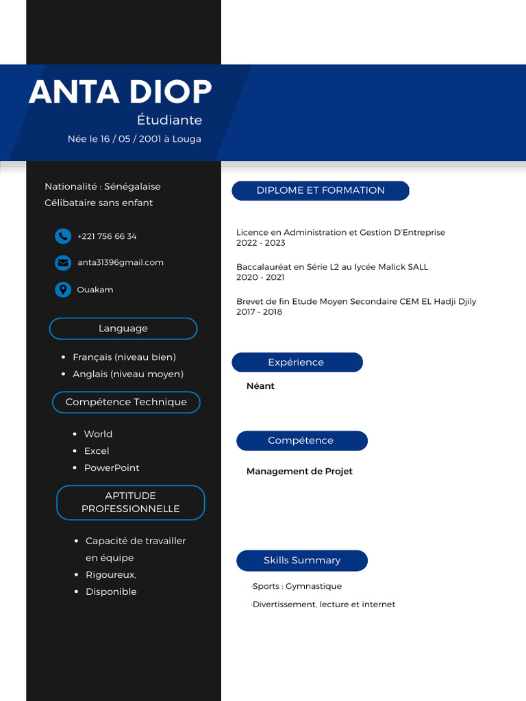CV Professionnel Anta Diop | PDF