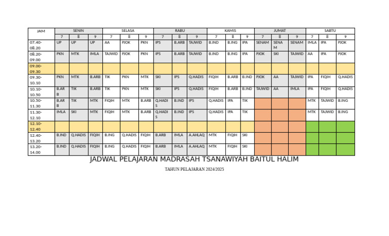 Jadwal MTS | PDF
