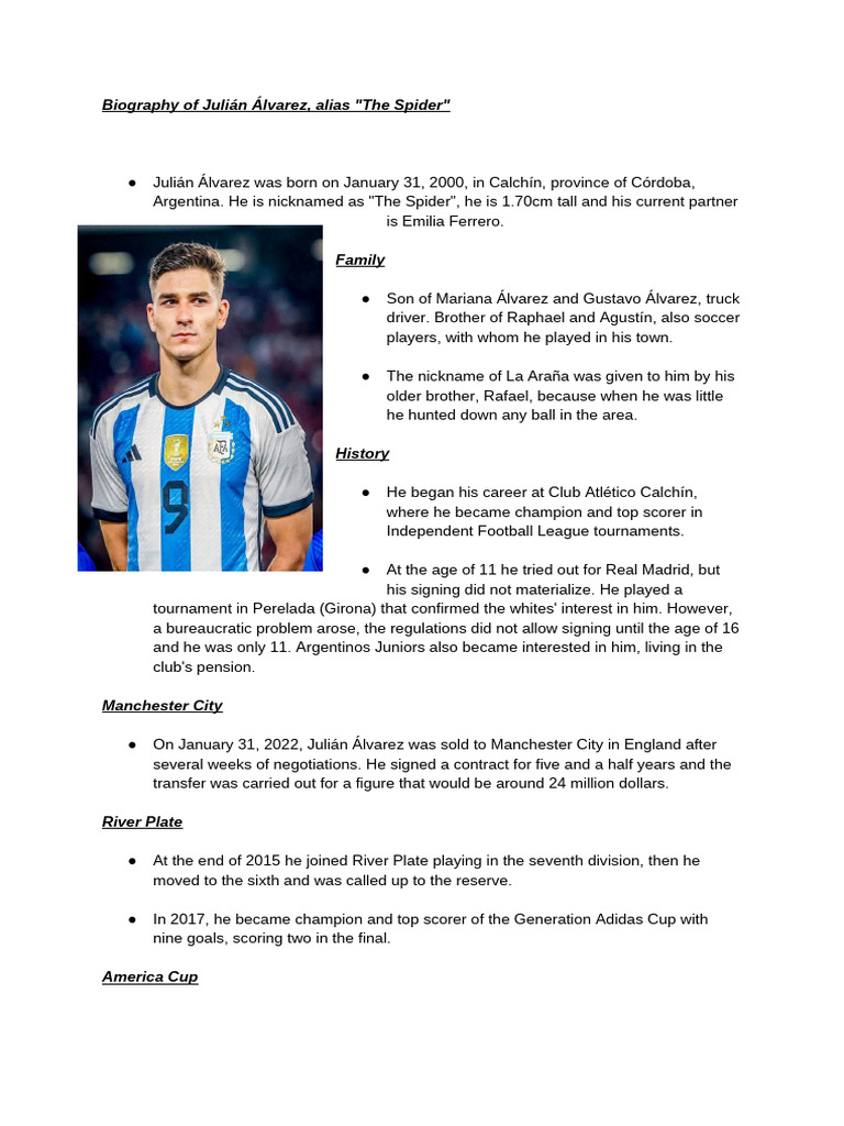 Biography of Julián Álvarez, Alias - The Spider | PDF