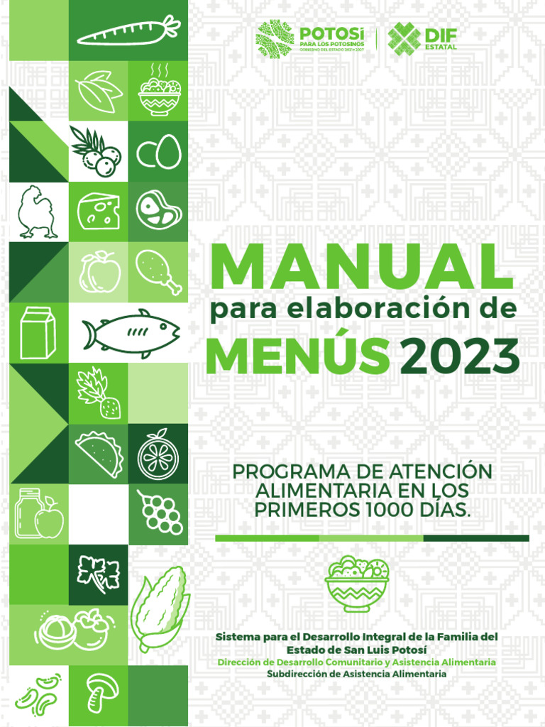 SLP Manual para Elaboracion de Menus - 2023 - 1000 Dias | PDF