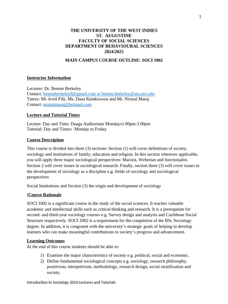 Main Campus Course Outline 2024 | PDF
