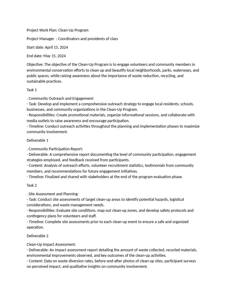 Project Work Plan | PDF