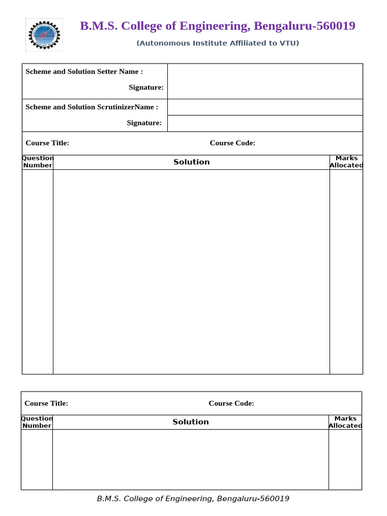 Scheme and Solutions Format | PDF
