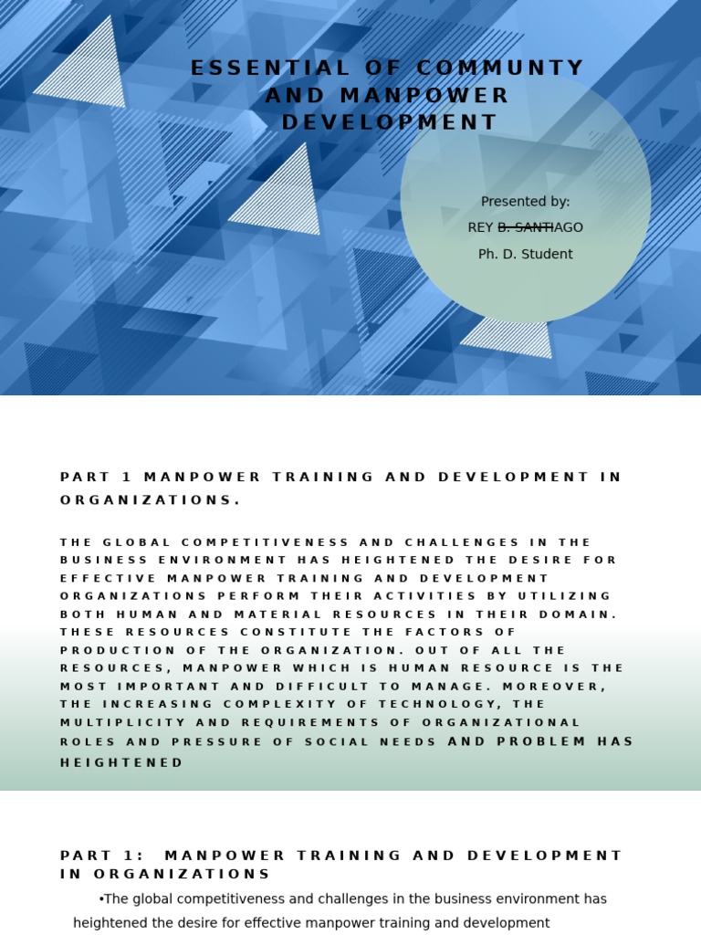 Essential of Communty and Manpower Development | PDF