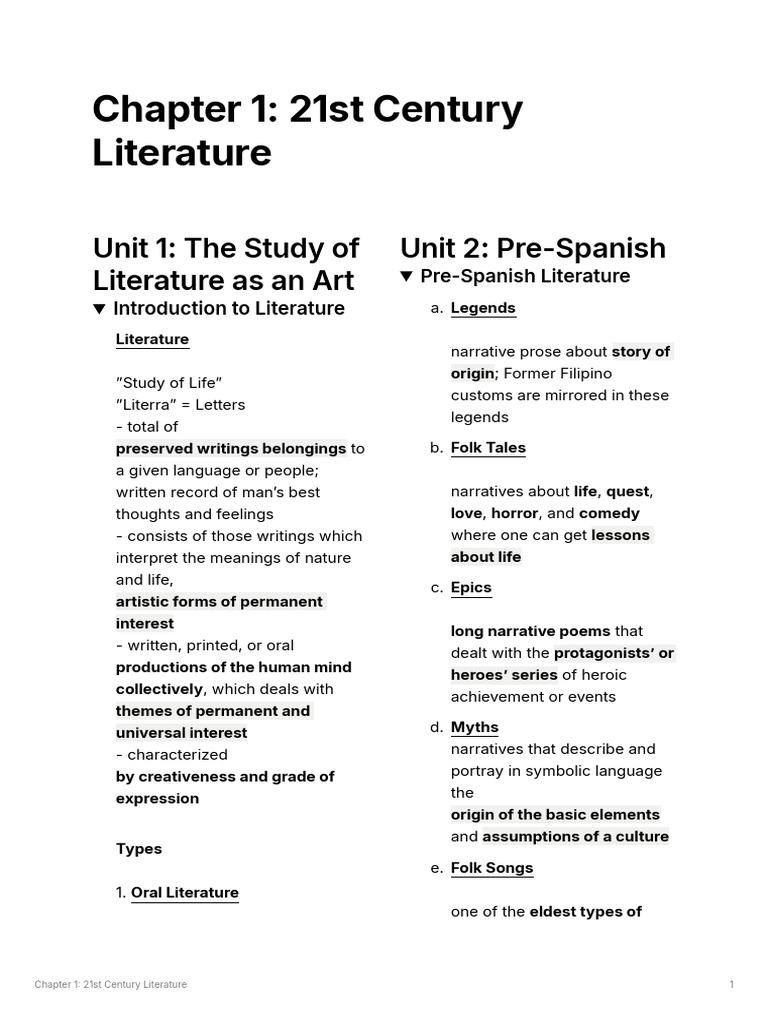 Chapter 1 21st Century Literature | PDF