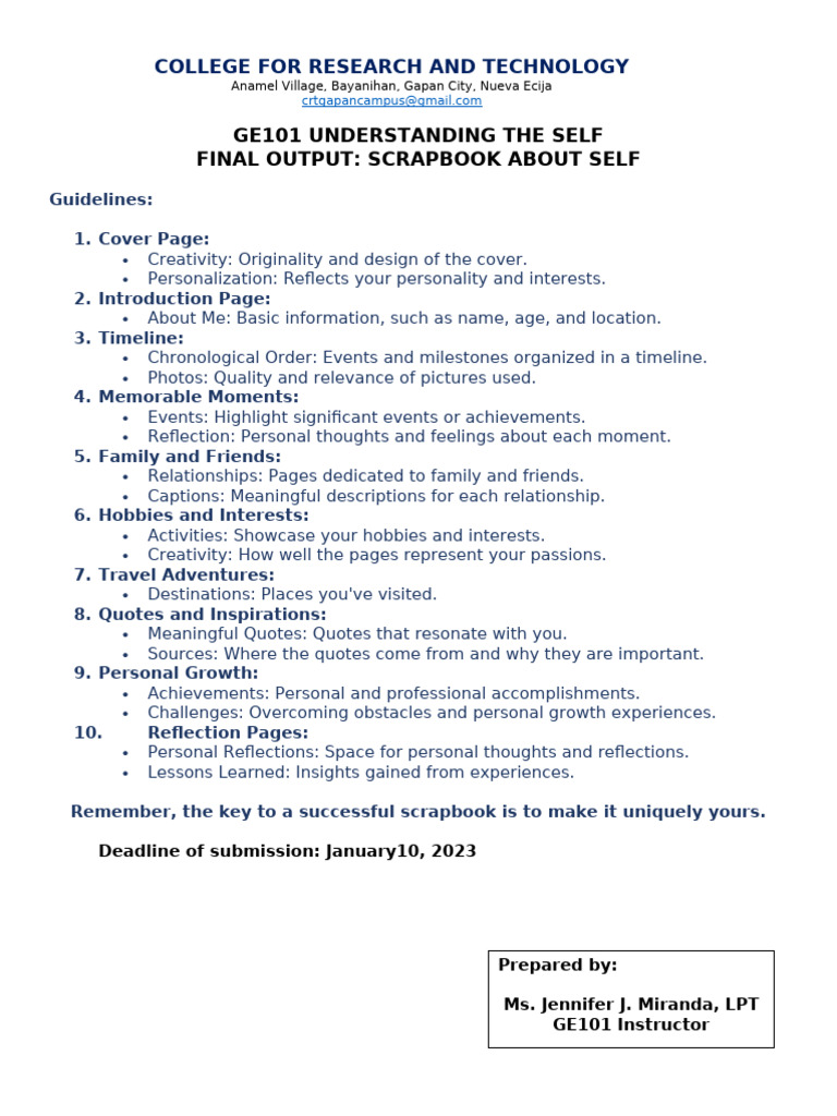 GE101 Output Guidelines | PDF