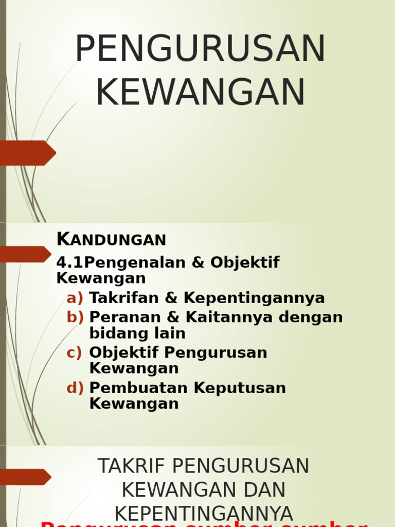 Pengurusan Kewangan 4.1 | PDF | Finance & Money Management