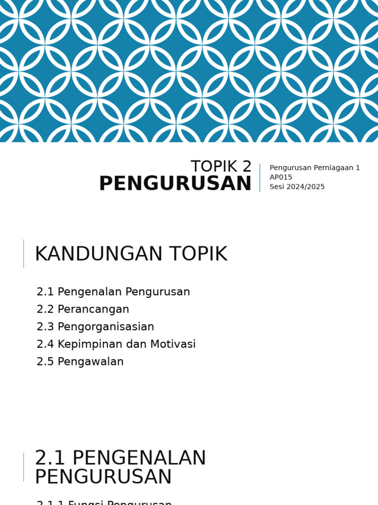 Ap015 Bab 2 - Pengurusan (20222023) | PDF