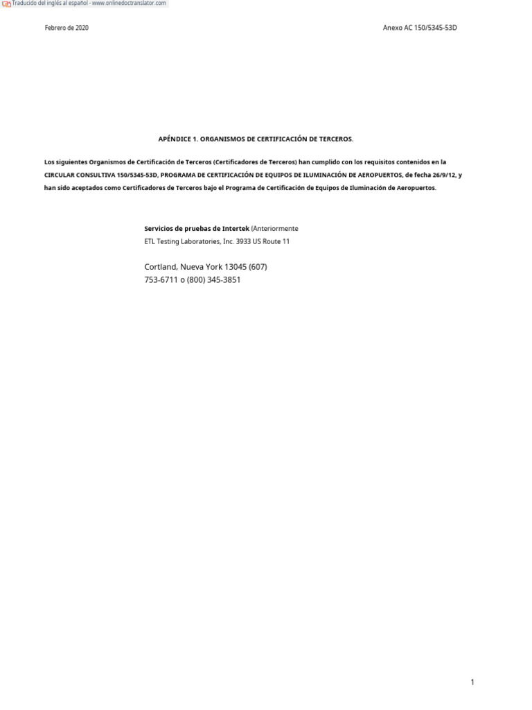 FAA Advisory Circular 150-5345-53D-Addendum - En.es | PDF