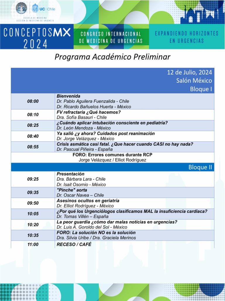 Programa Académico Urgencias 2024 | PDF | Science & Mathematics | Wellness