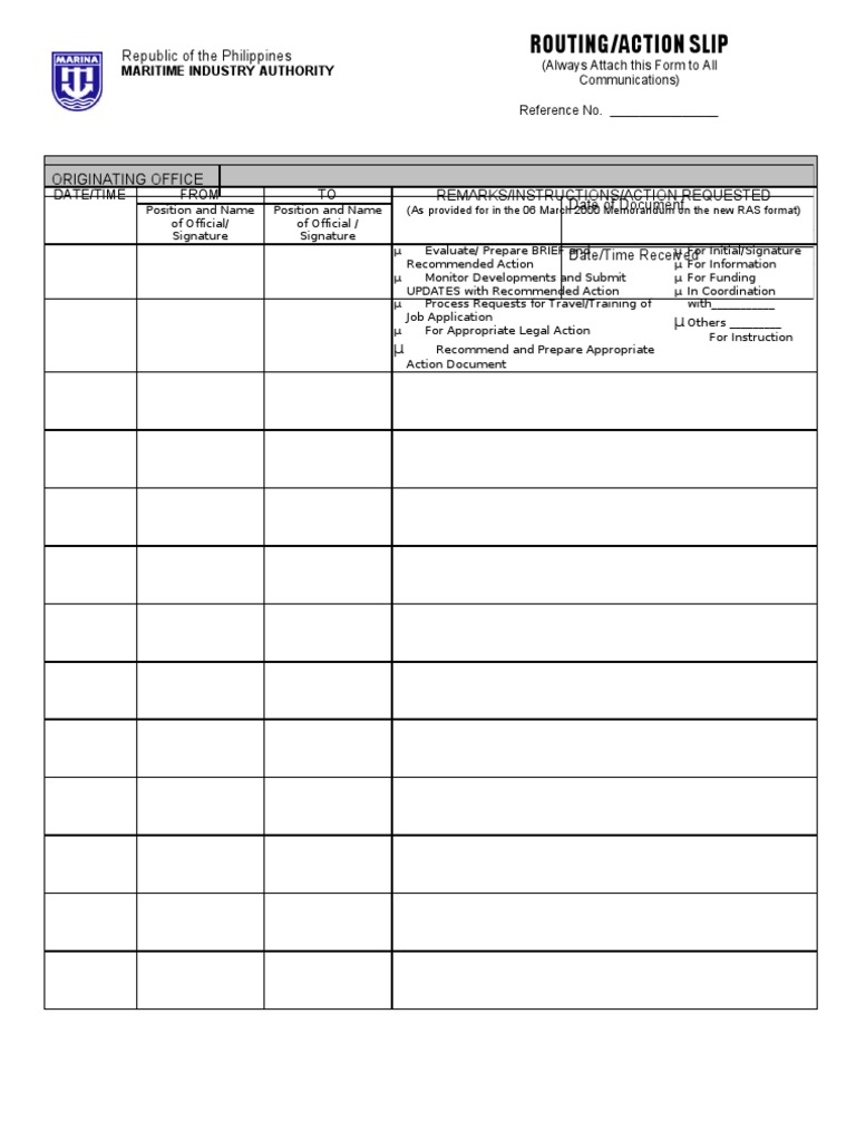 Routing/Action Slip: Republic of The Philippines | PDF