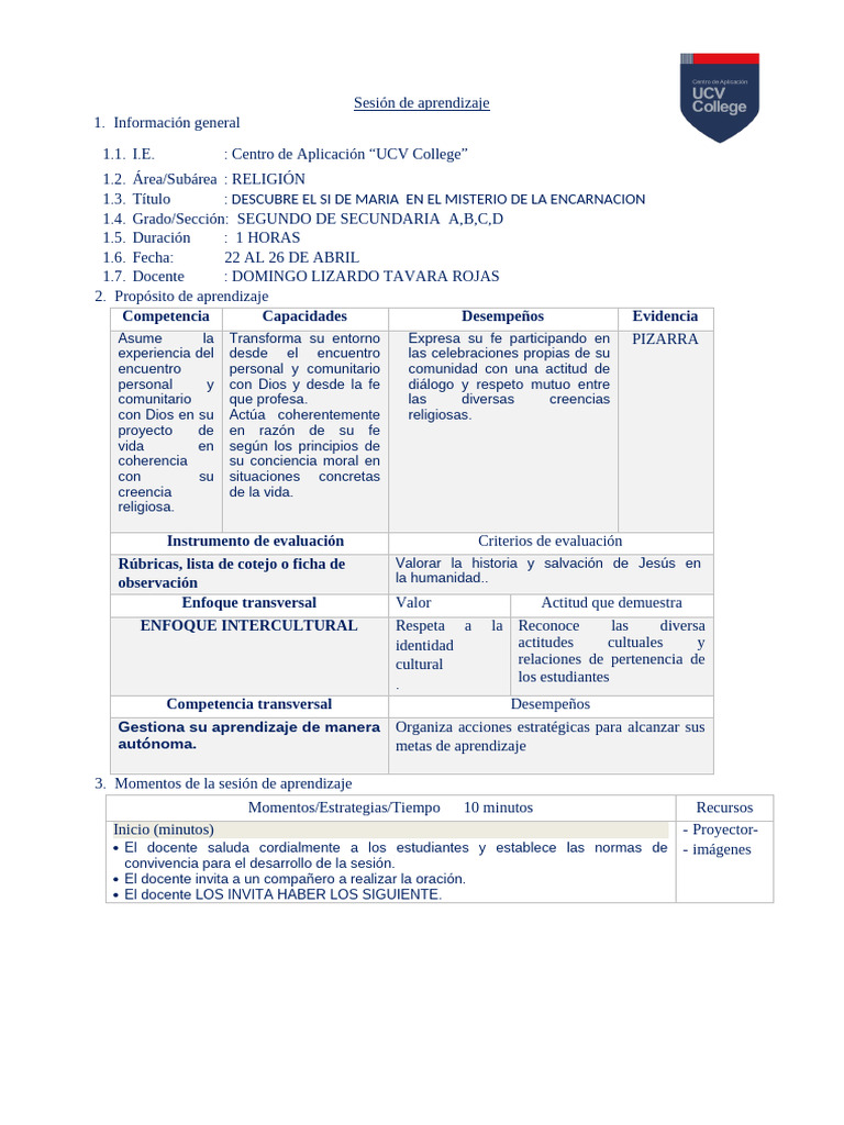 Sesion de Aprendizaje 2do Secundaria 22 Al 26 de Abril | PDF | Aprendizaje | Crecimiento ...