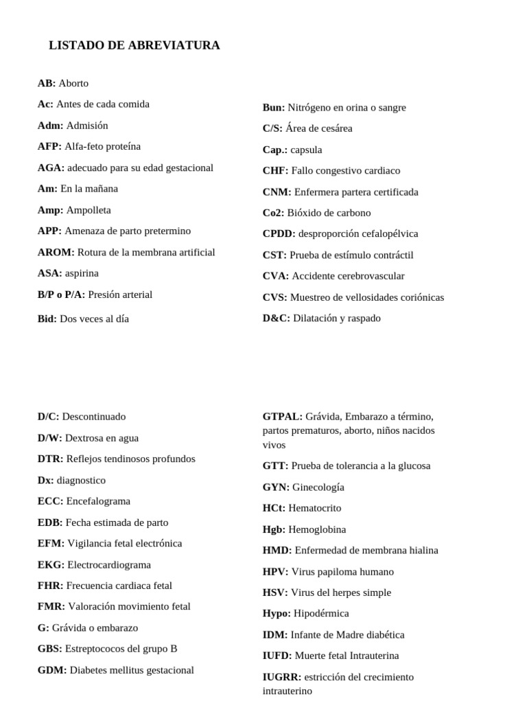 Listado de Abreviaturas | PDF