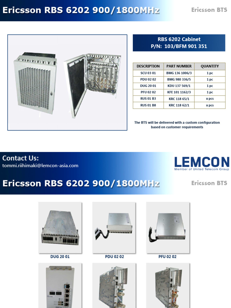 Ericsson RBS 6202 900 1800MHz Ericsson B | PDF