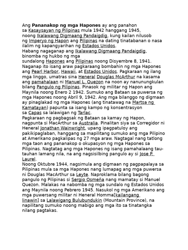 Panahon NG Hapones | PDF