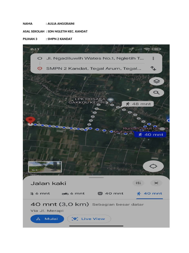 Nama: Aulia Anggraini Asal Sekolah: SDN Ngletih Kec. Kandat Pilihan 3: SMPN 2 Kandat | PDF