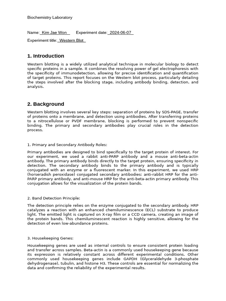Biochemistry Laboratory Report (202XXXXX) | PDF