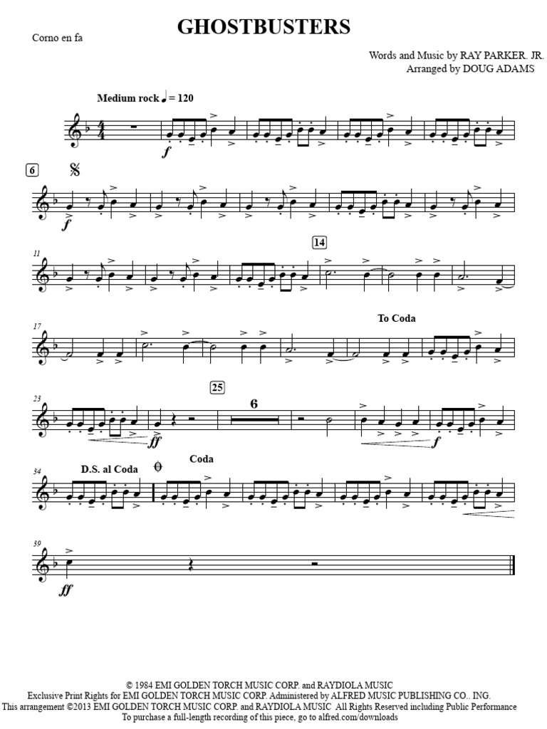 GHOSTBUSTERS Corno en F | PDF