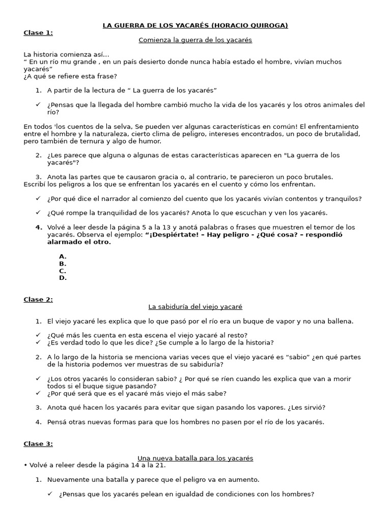 la guerra de los yacarés 5° 2023 | PDF