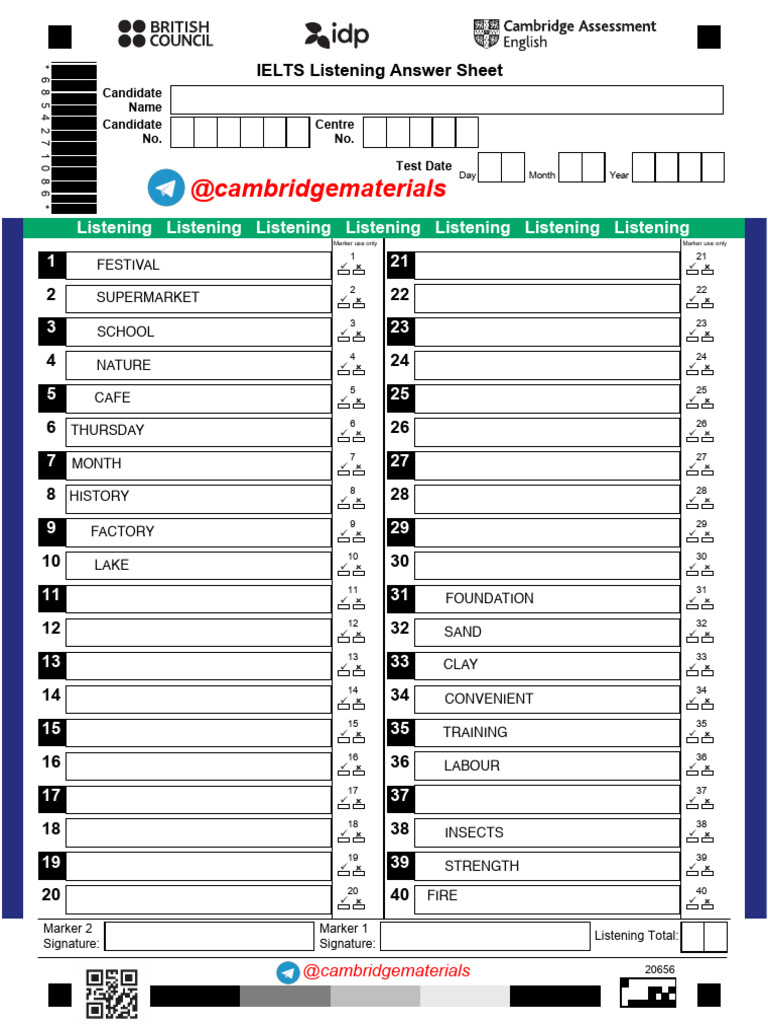 Ielts Listening Reading Answer Sheets Download IELTS Answer Sheet For