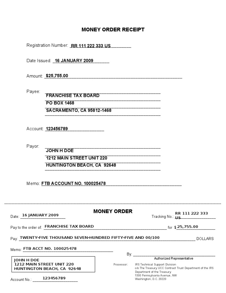 Money Order Sample | PDF