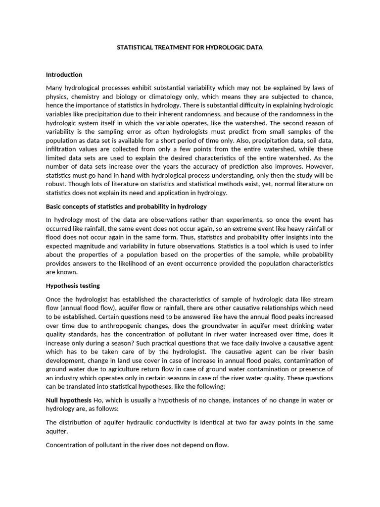 Statistical Methods in Hydrology Analysis | PDF | Statistics | Science ...