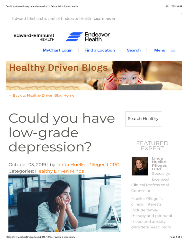 Could You Have Low-Grade Depression? - Edward-Elmhurst Health | PDF