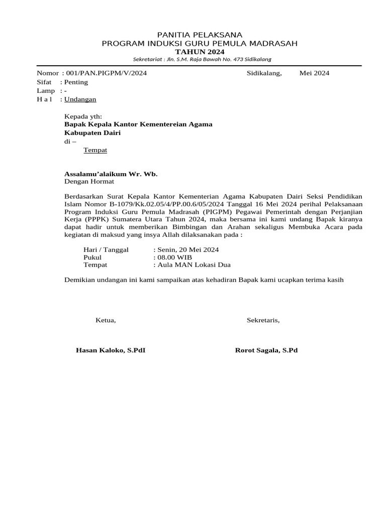 Surat Panitia | PDF