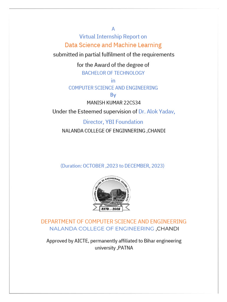 Ybi Internship Report Summary Machine Learning PDF | PDF