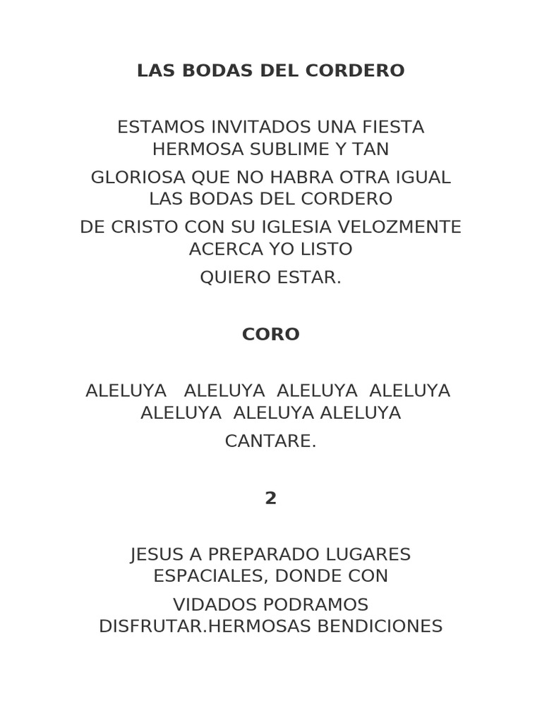 Himno Las Vodas Del Cordero | PDF
