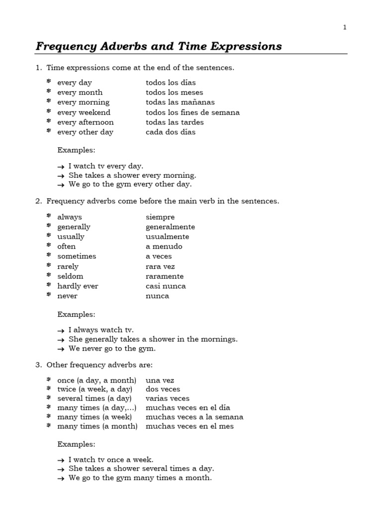 B3 - 02 Frequency Adverbs and Time Expressions | PDF