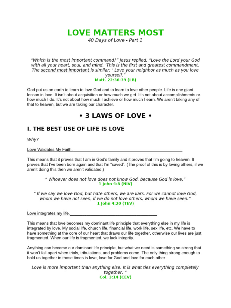 2 Love Matters Most | PDF