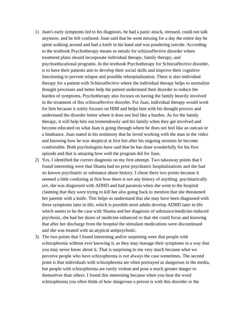 Assignment 6-Schizophrenia Spectrum and Other Psychotic Disorders | PDF