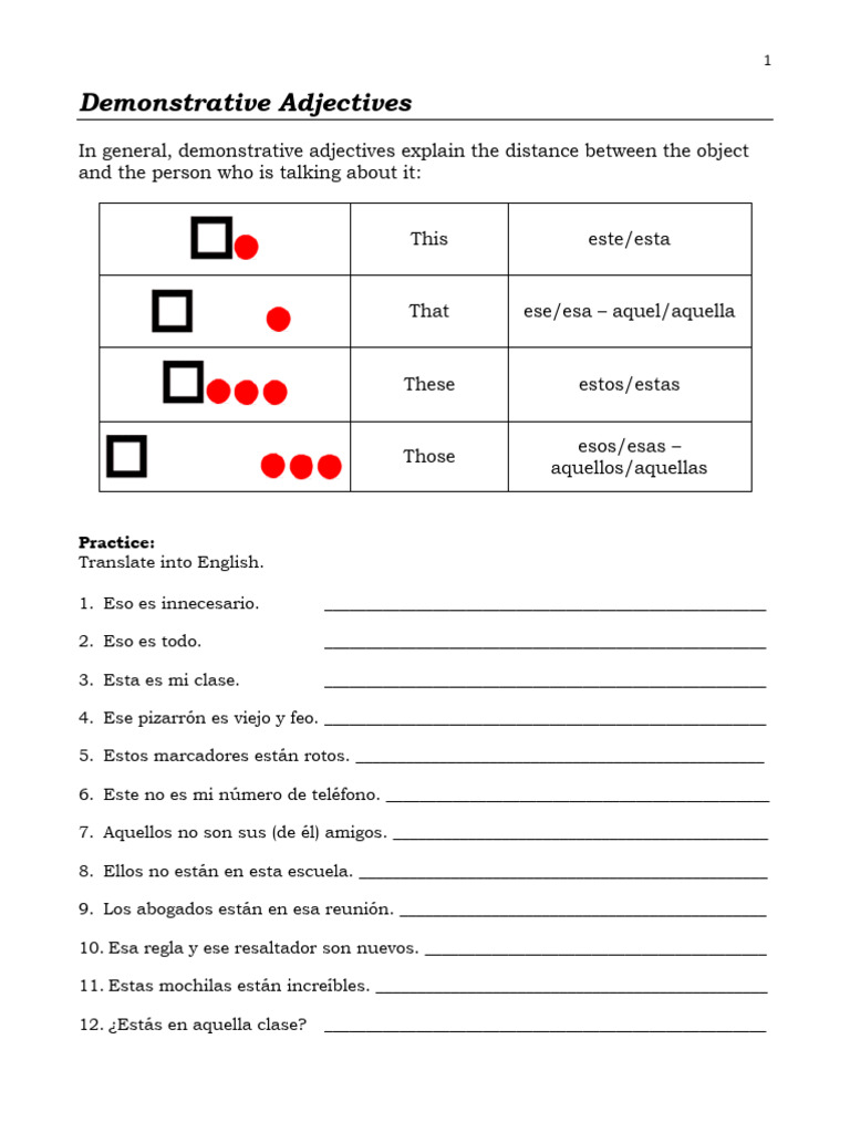 B1 - 02 Demonstrative Adjectives | PDF