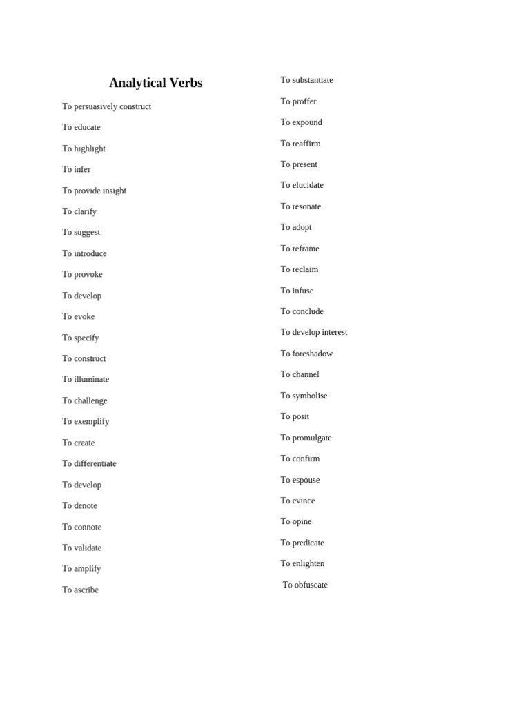 Analytical Verbs | PDF